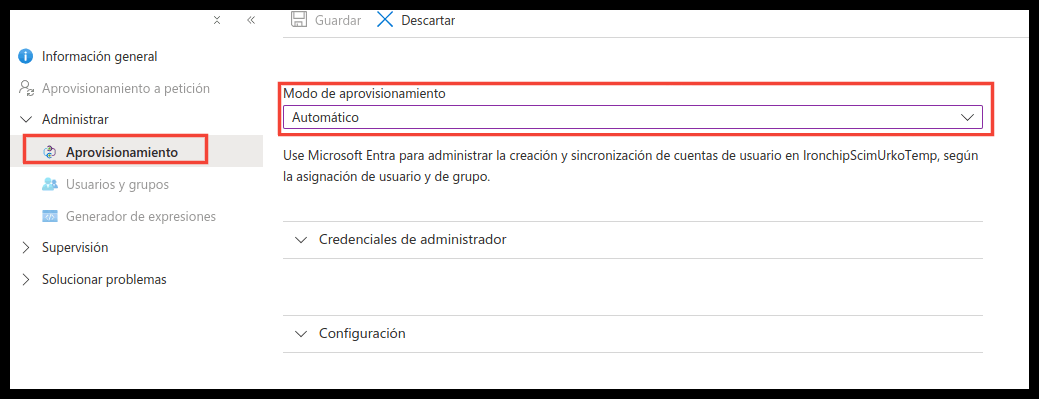 Sincronización mediante Aplicación Empresarial en Entra ID